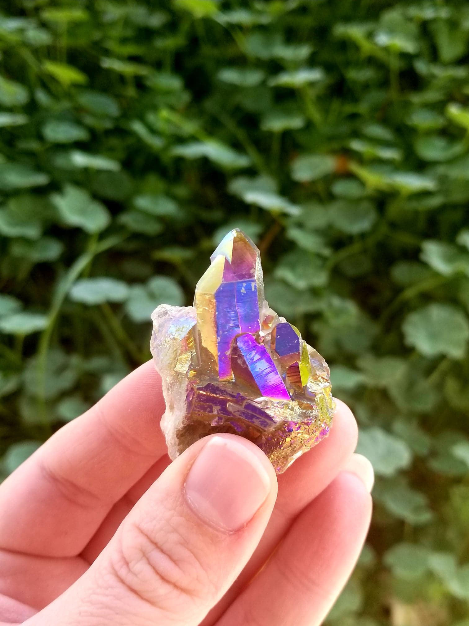 Rainbow Aura Titanium Quartz Crystal Clusters – Enchanted Genie LLC